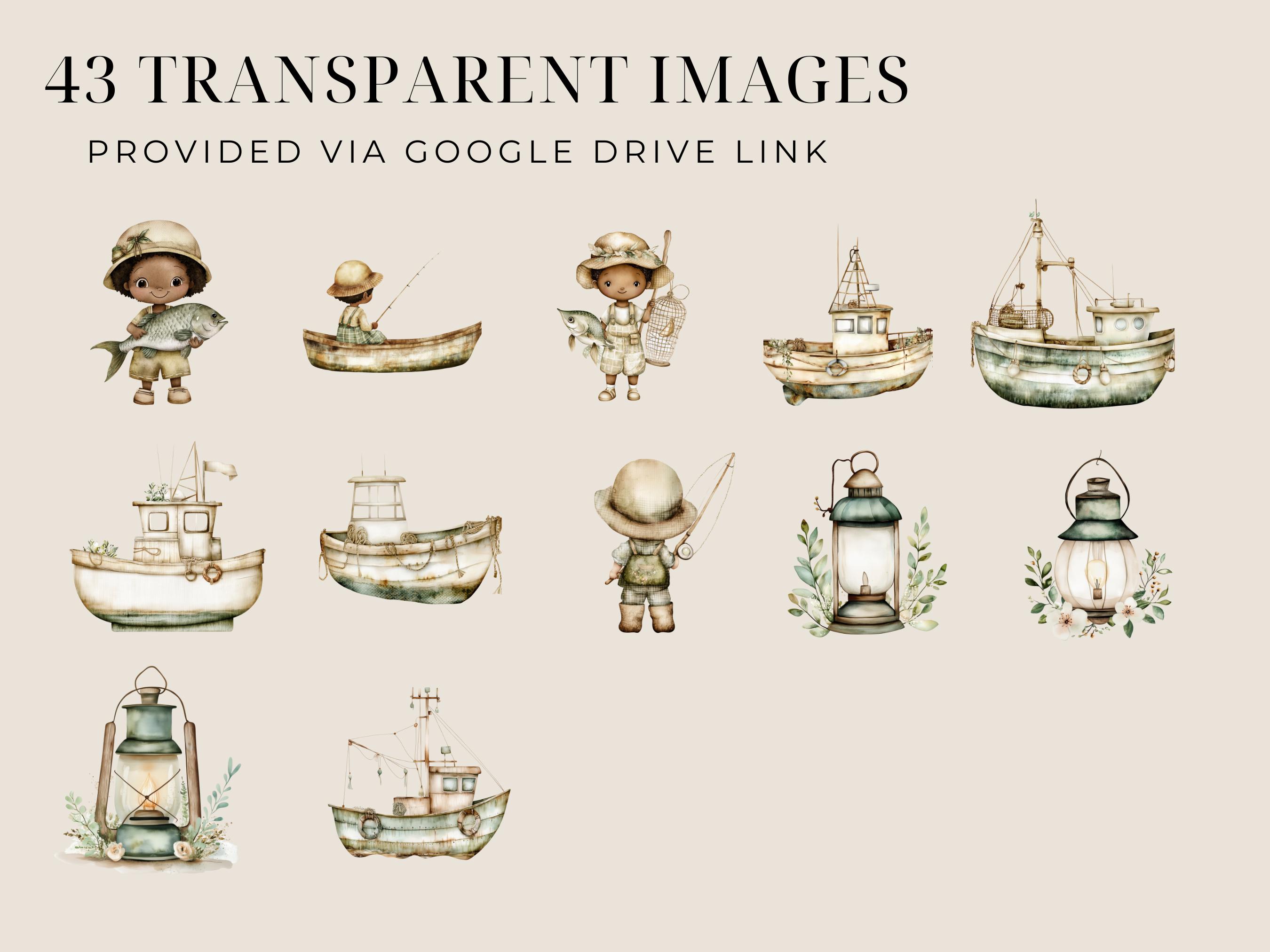 Little Fisherman Clipart, Little Boy Fishing, Printable Watercolor ...