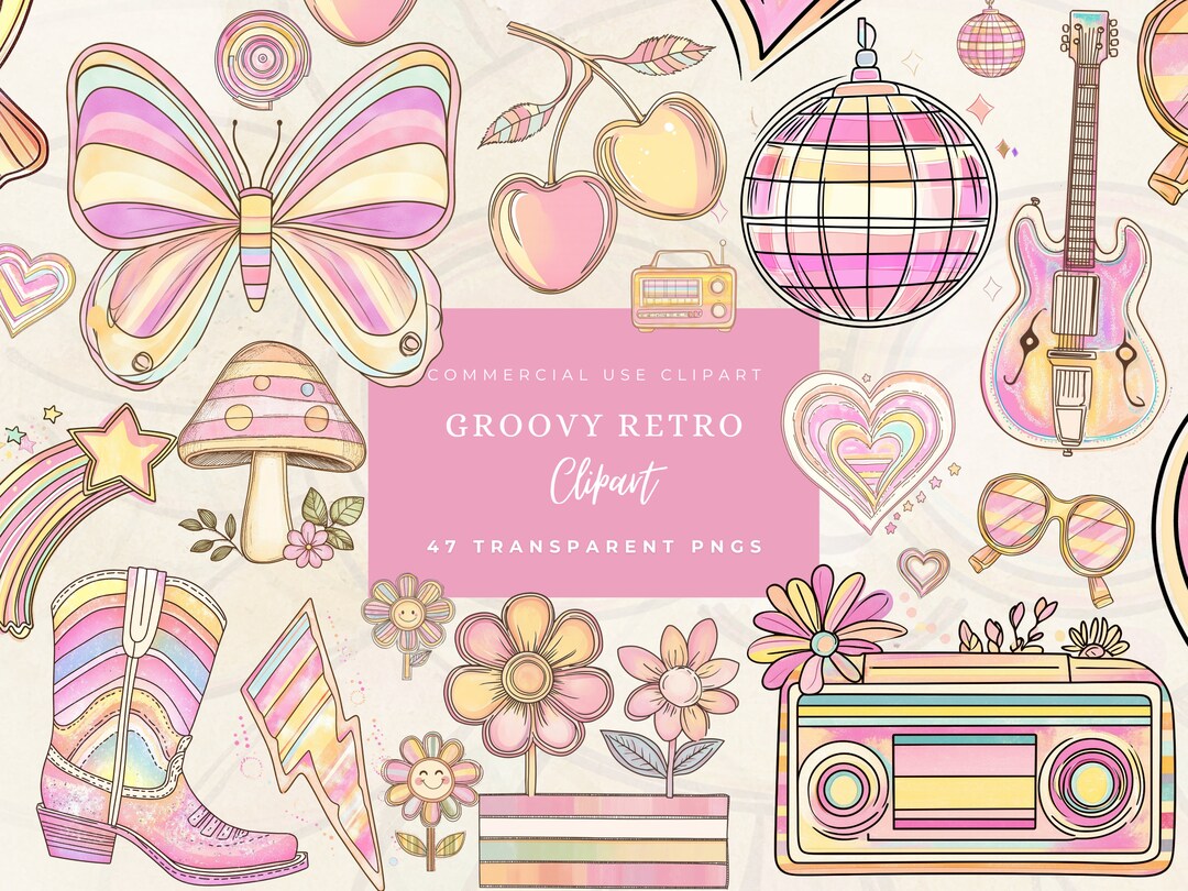 Retro Good Vibes Clipart Groovy 70s Clipart Retro Flower Png Hippie ...