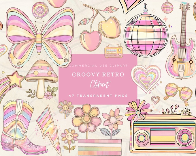 Pastel Good Vibes Clipart Groovy 70s Clipart School Decor Board Png ...