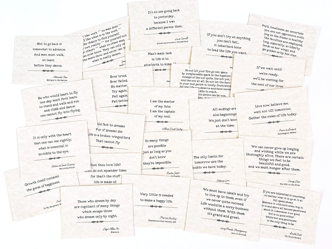 Motivational Quote Cards, Positivity Note Cards, Card Inserts, Quote ...