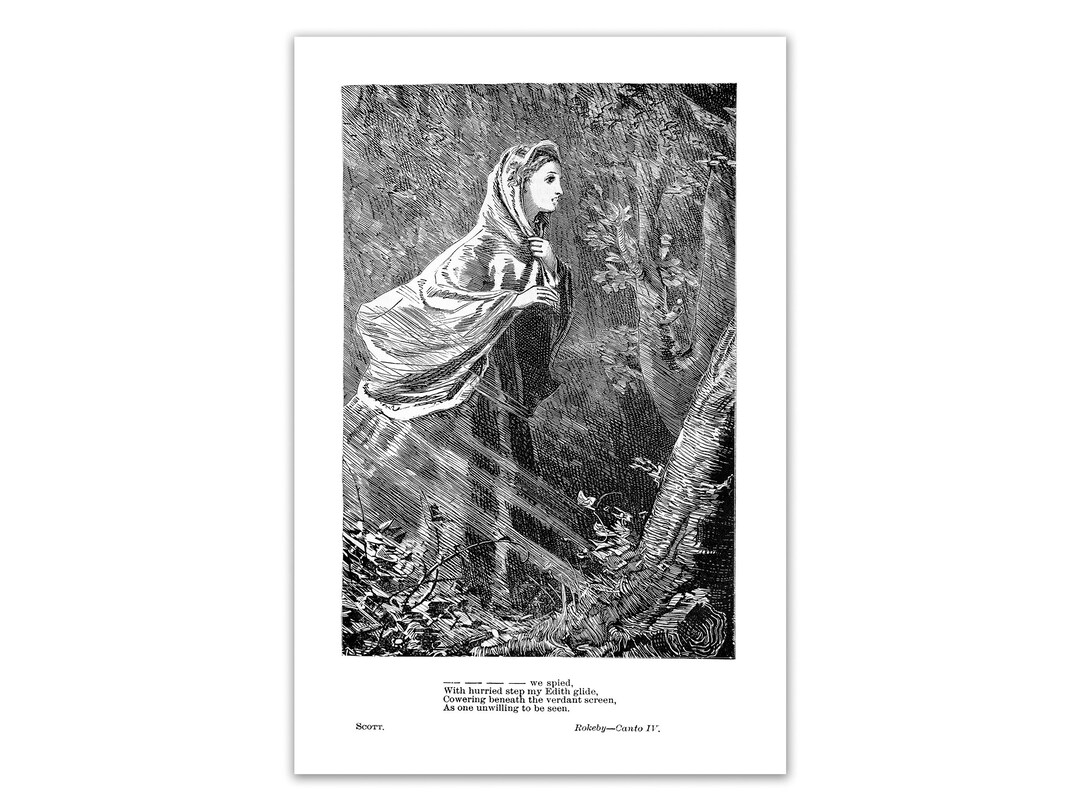 Victorian Book Art, Rokeby, Sir Walter Scott Poem Illustration, 1800's ...