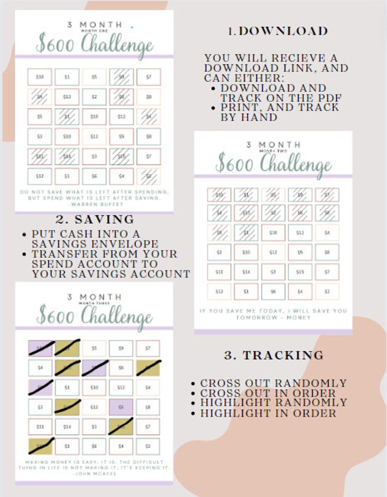 3 Month Savings Challenge Template - Etsy