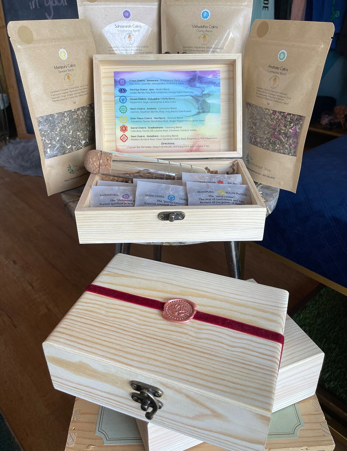 Chakra Tea Sampler Box With Strainer Loose Leaf Organic Tea - Etsy