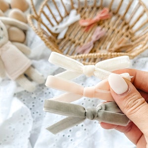 Velvet Ribbon Bows - Velvet Bows - Simple Bows - Neutral Bows - Trendy ...