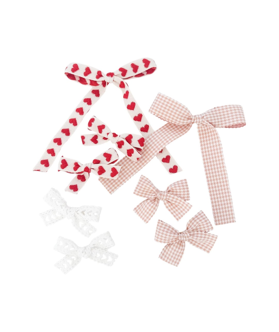 Valentines Ribbon Bows - Pink Bows - Red Heart Bows - Delicate Bows ...