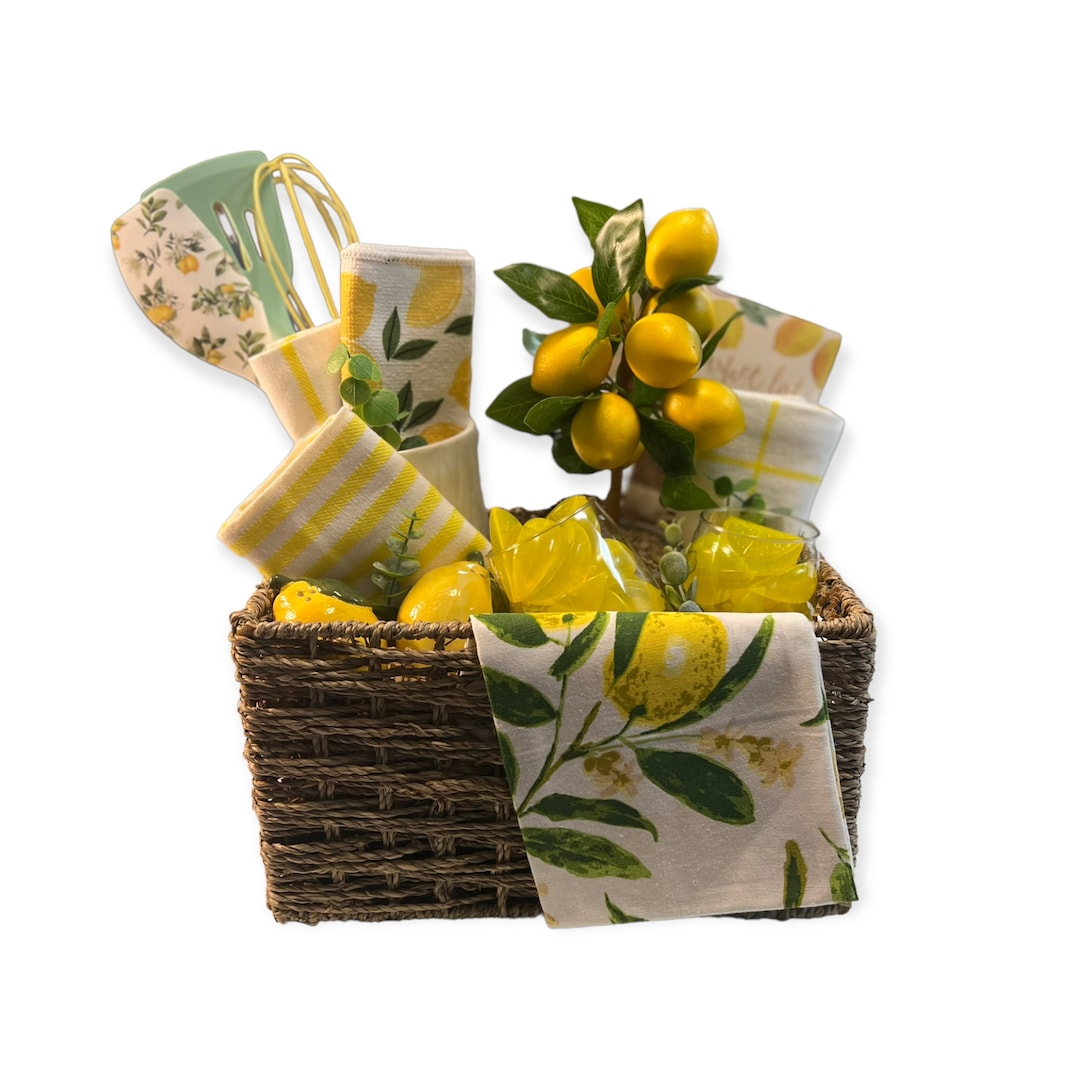 Lemon Kitchen Gift Basket: Housewarming Fresh Squeeze Decor Bundle - Etsy