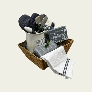 Neutral Housewarming Gift Basket | Kitchen Utensils, Home Decor - Etsy