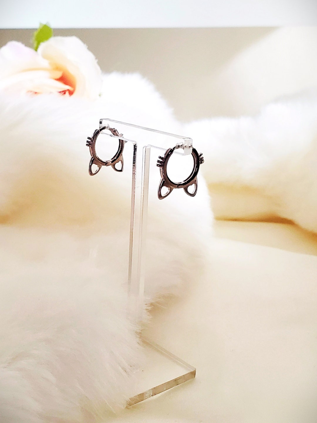 Cat Whiskers Huggies Sterling Silver Earrings,cat Silver Hoops,dainty ...