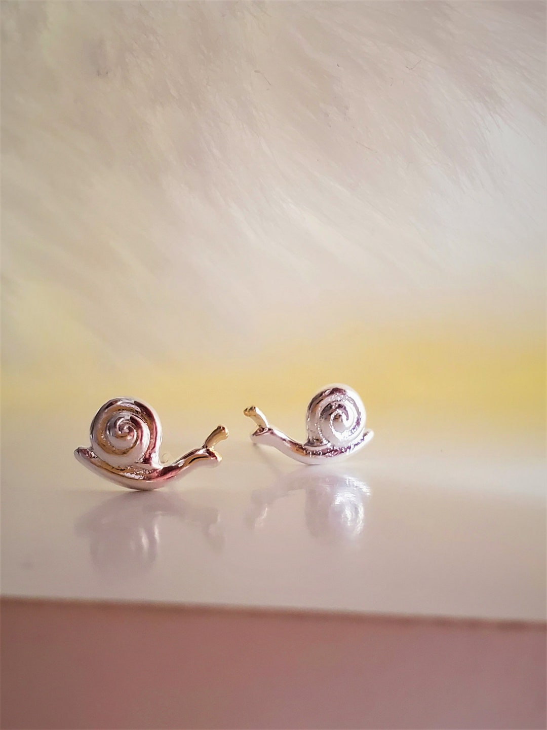 Snail Studs Sterling Silver Gold Plated Animal Stud Earrings,push Back Earrings,gift,dainty ...