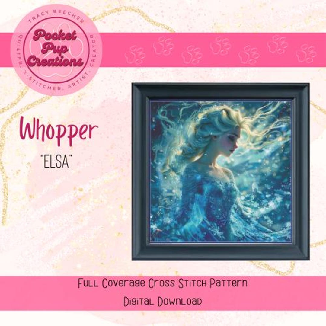 Elsa Whopper, Frozen, Full Coverage Cross Stitch, Instant PDF Download ...