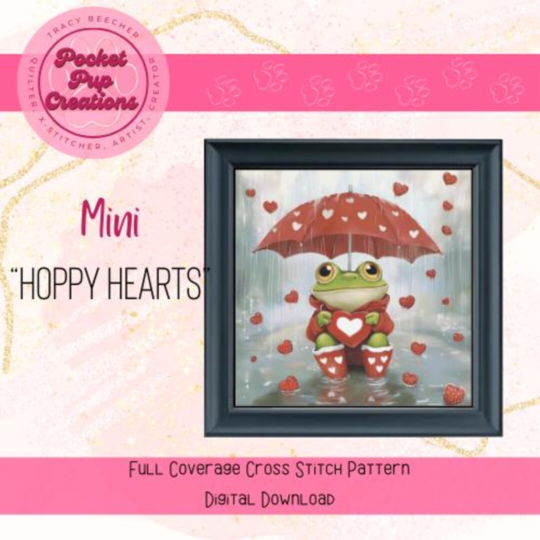 Hoppy Hearts-mini Size is a Full Coverage Cross Stitch, PDF and Pattern ...
