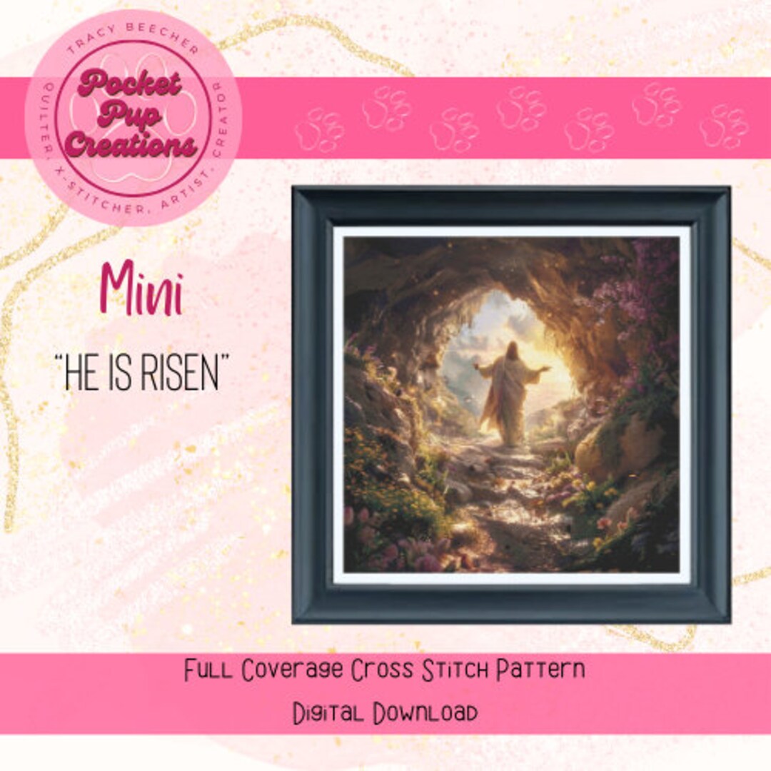 He is Risen-mini Sized, Jesus is Alive, Full Coverage, Instant PDF Download, Pattern Keeper ...