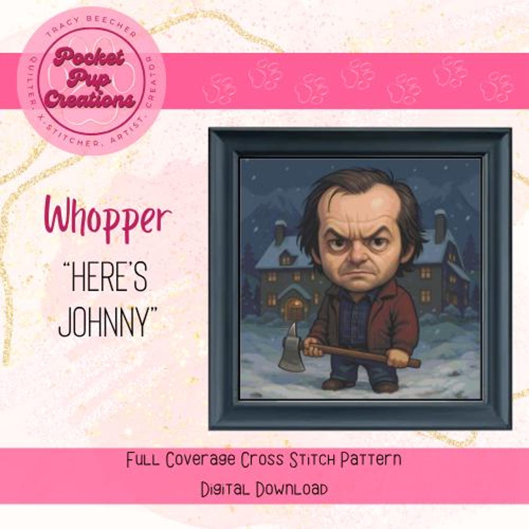 Here’s Johnny Whopper Cross Stitch Pattern – Cute Horror Villain With ...