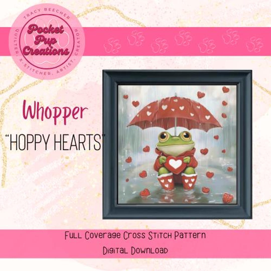 Hoppy Hearts-whopper Size is a Full Coverage Cross Stitch, PDF and ...