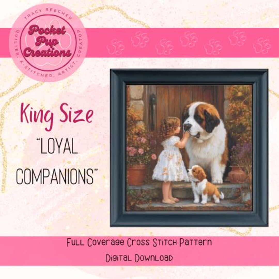Loyal Companions-king Size Full Coverage Cross Stitch, Instant PDF ...