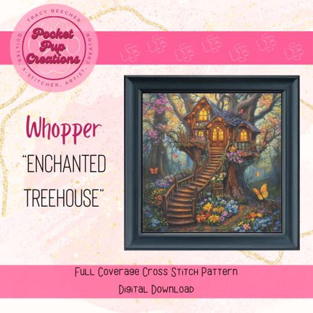 Enchanted Tree House-whopper Full Coverage Cross Stitch, Instant PDF ...