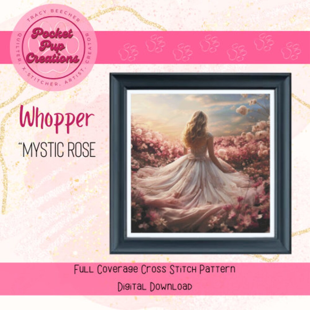 Mystic Rose-whopper Sized, Full Coverage Cross Stitch, Instant PDF ...