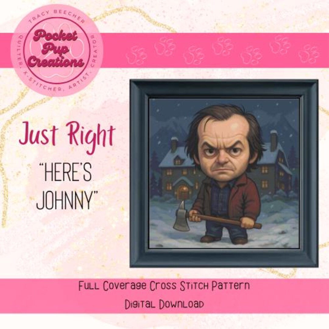 Here’s Johnny Just Right Cross Stitch Pattern – Cute Horror Villain ...