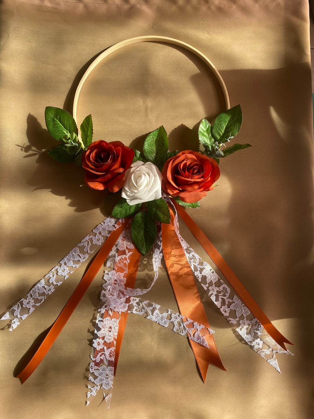 Terracotta Flower Girl Hoop Wreath, Bridesmaid Hoop Bouquet, Boho ...