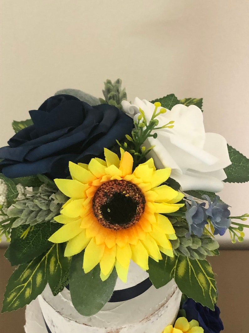 Navy Blue Sunflower Cake Topper Wedding Cake Topper - Etsy