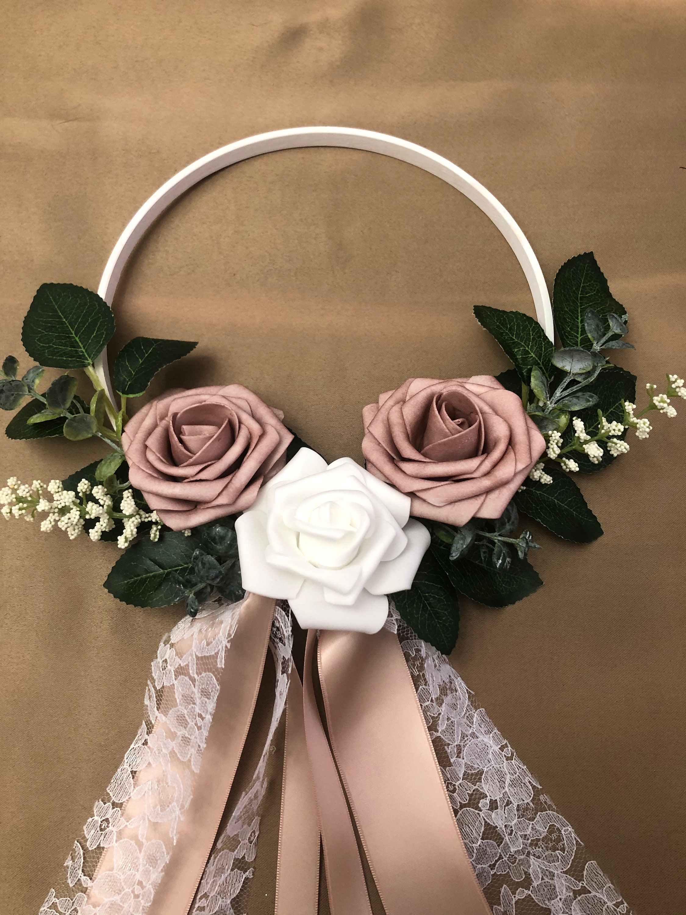 Blush Pink Flower Girl Hoop Wreath, Bridesmaid Hoop Bouquet, Boho ...