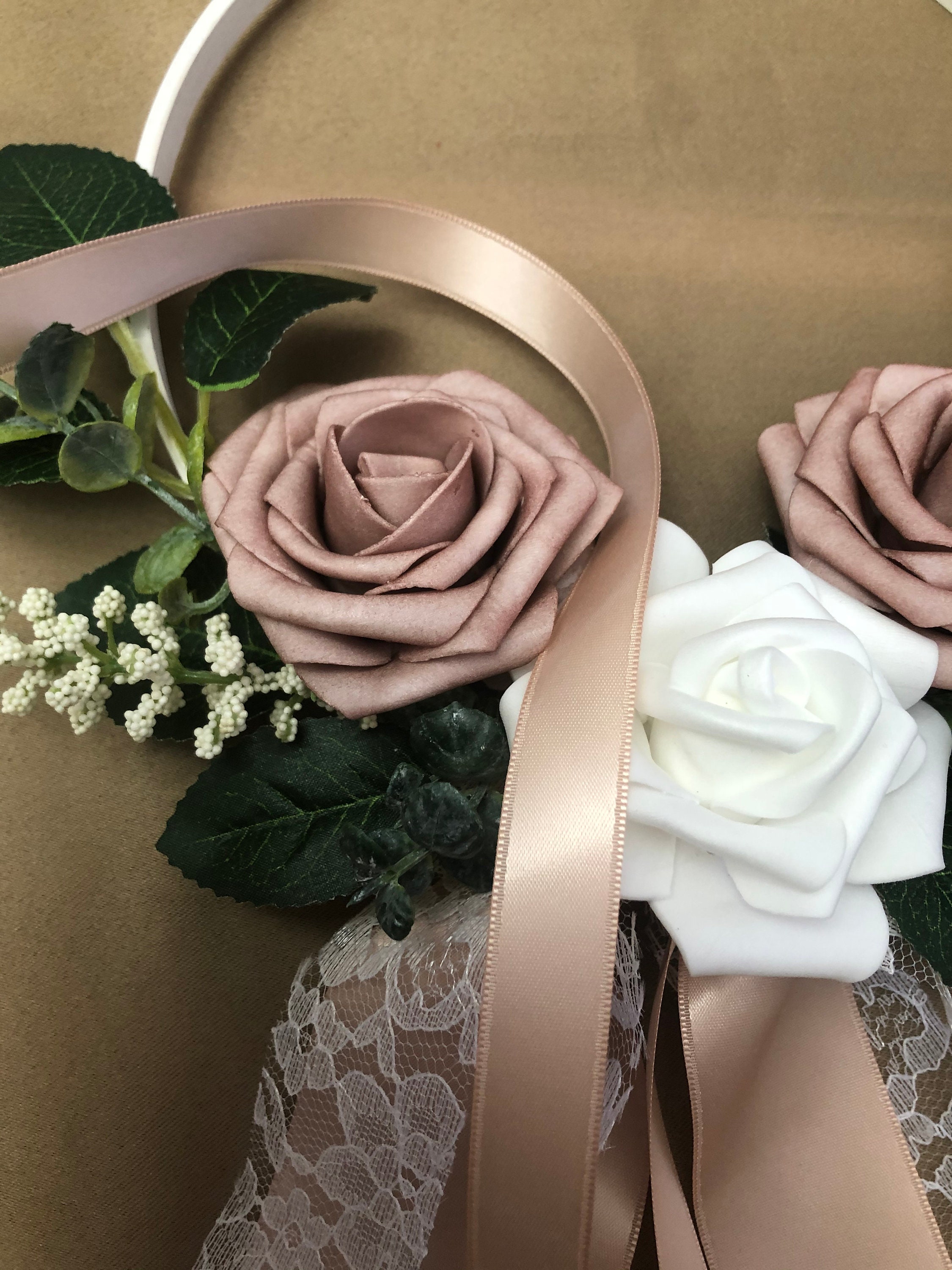 Blush Pink Flower Girl Hoop Wreath, Bridesmaid Hoop Bouquet, Boho ...