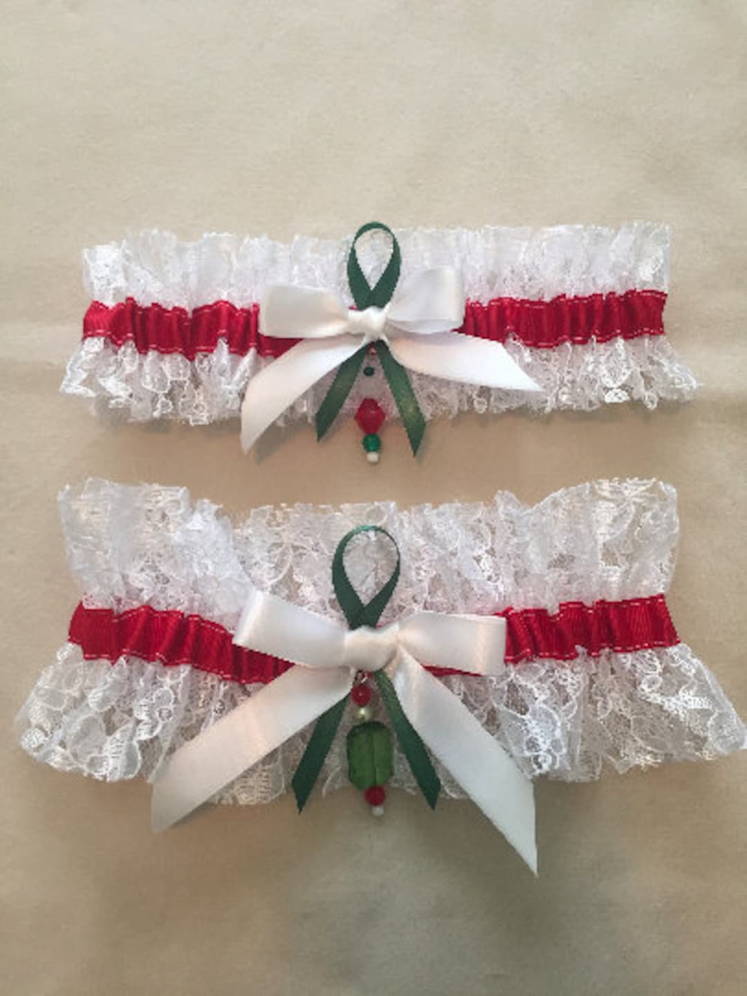Christmas Themed Garters, Wedding Garter, Bridal Garter, Accented With ...