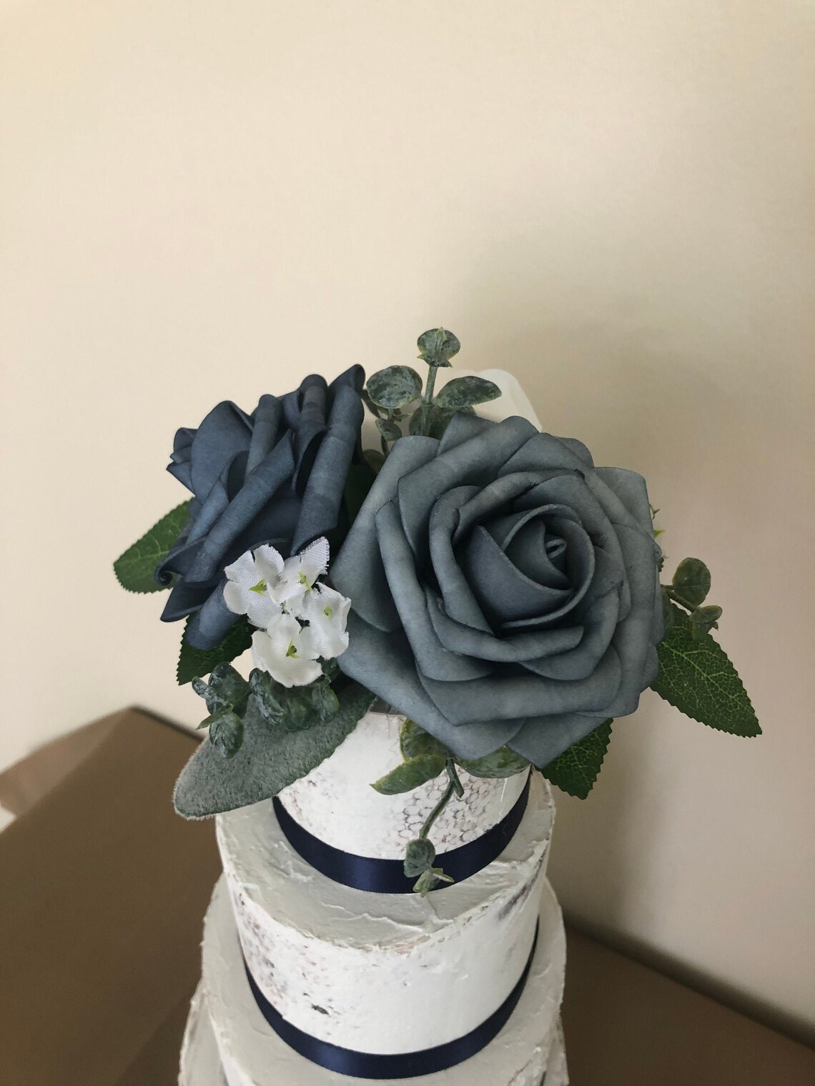 Slate/steel Blue & White Cake Topper Wedding Cake Topper - Etsy