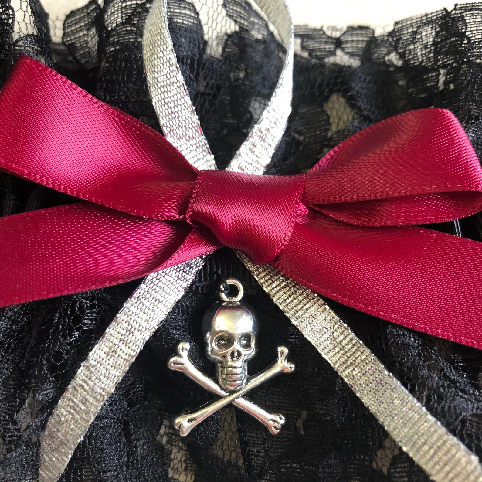 Black Garters With Your Choice of Ribbon Colors Bride Pirate - Etsy