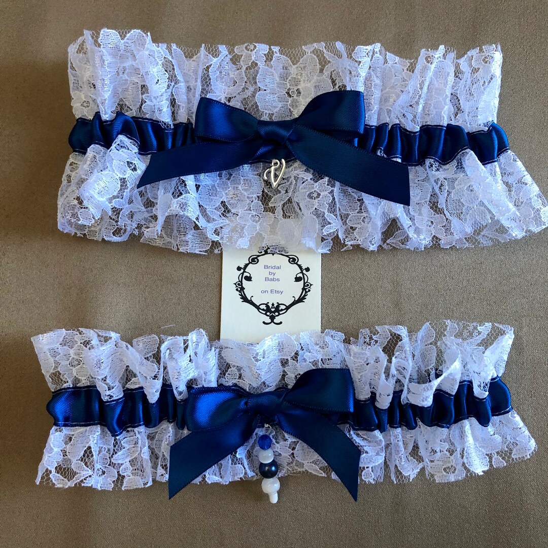 Navy Blue Garters, Something Blue Garter, Custom Garter, Navy Wedding ...