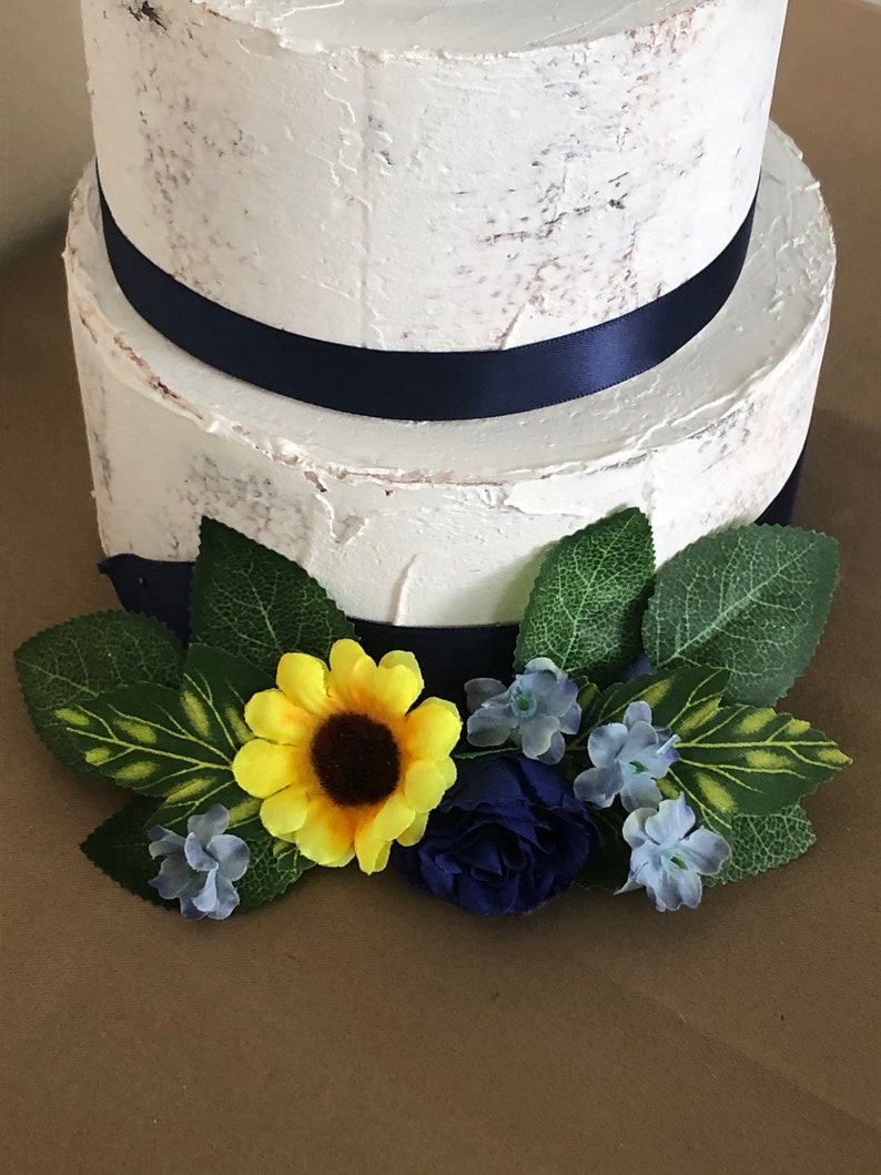Navy Blue Sunflower Cake Topper Wedding Cake Topper - Etsy