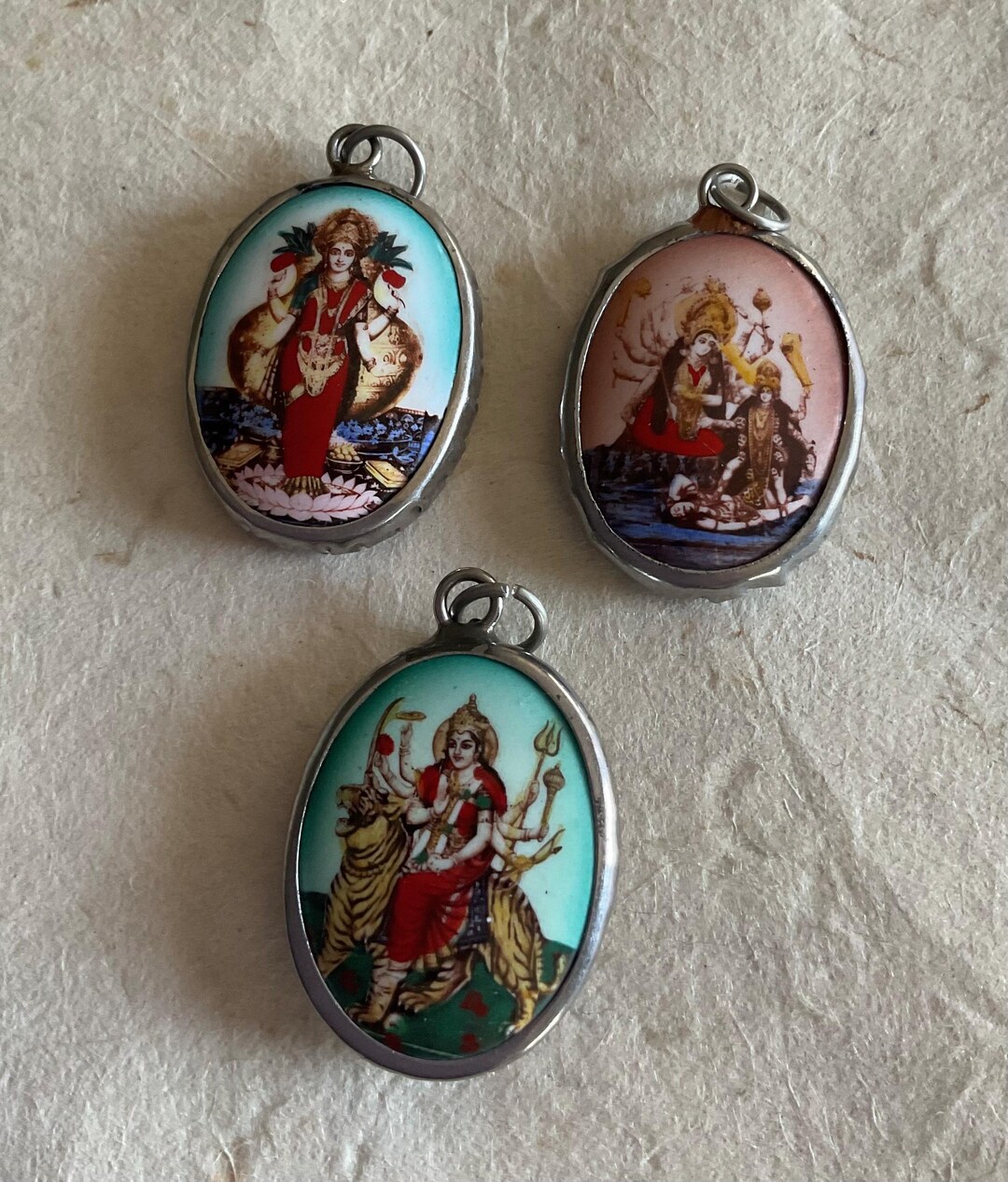 Hindu Goddesses Enamel Pendant/ Wealth/ Protection/ Mother Goddess ...
