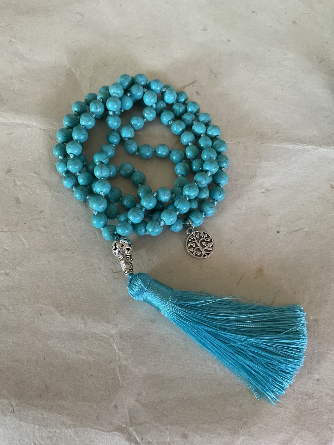 Tibetan Buddhist 108 Beads of 8mm Turquoise Mala/ Prayer Beads/ Rosary ...