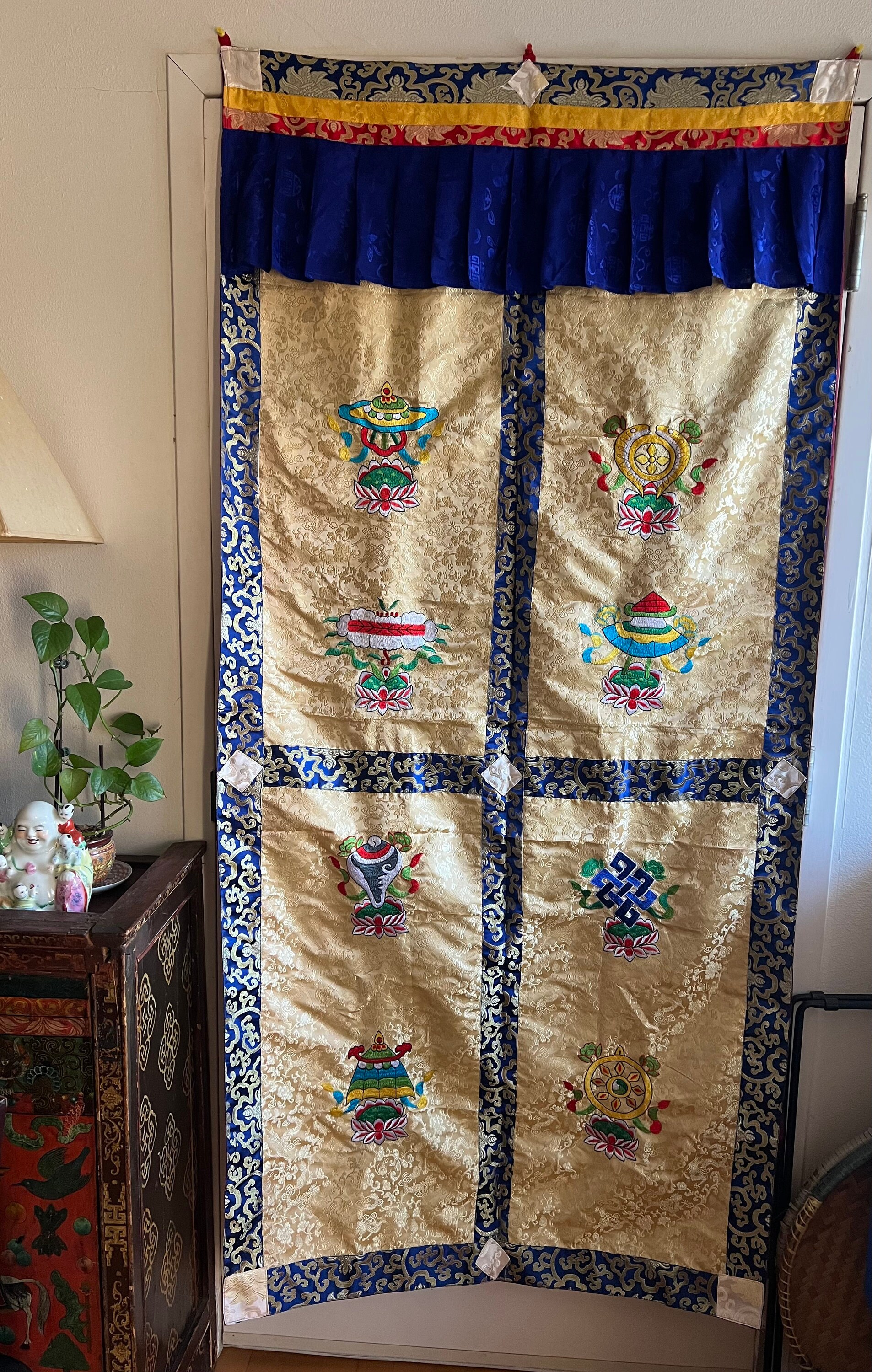 Tibetan Buddhist Silk Door Curtain/ Door Hanging With Hand - Etsy