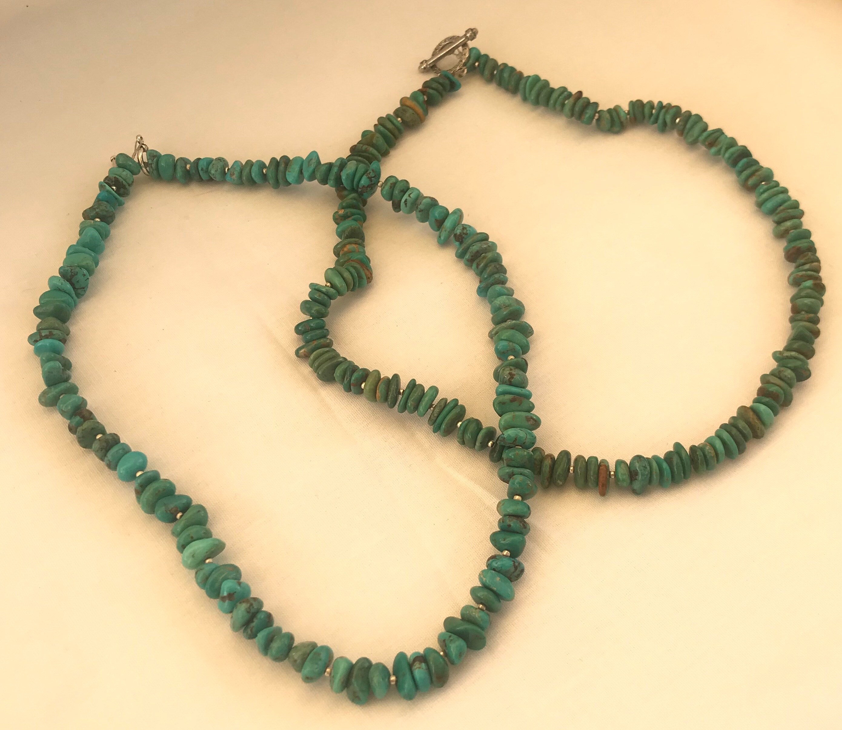 Handmade Nevada Turquoise Stone Beaded Necklace w/ Silver | Etsy