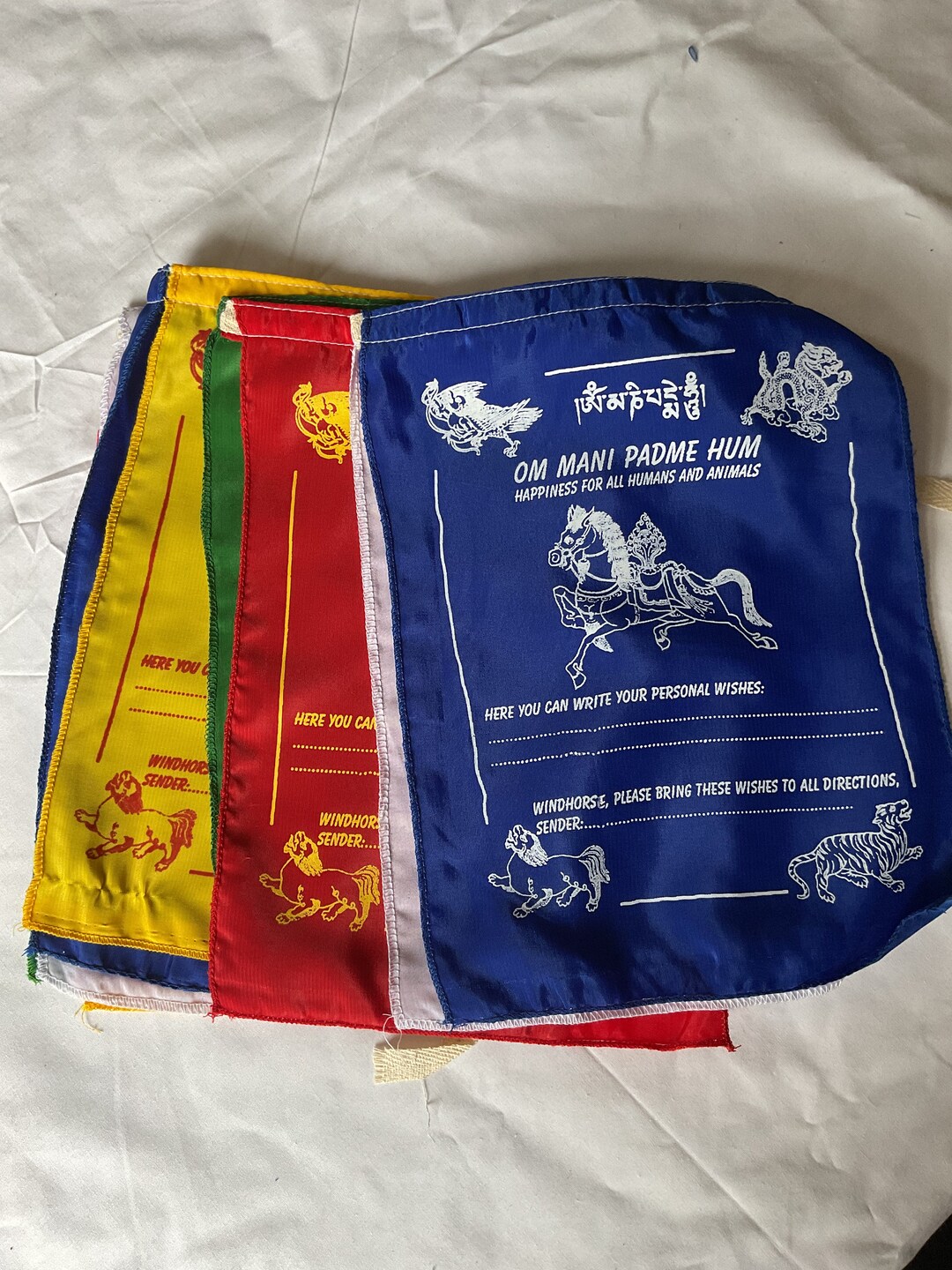 Hand Stitched Silk Tibetan Prayer Flags, Wishing Flags - Etsy