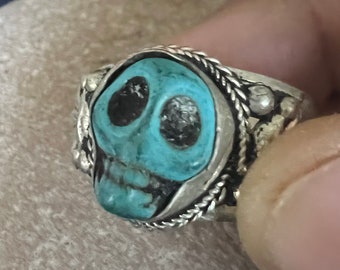Turquoise Skull Ring - Etsy
