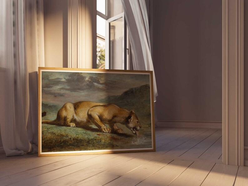 Printable Vintage Art of Wounded Lioness Digital Download - Etsy