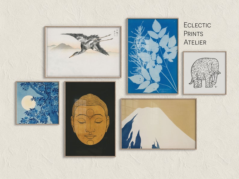 Curated Gallery Set, Vintage and Unique Art Wall Set, Living Room Decor ...
