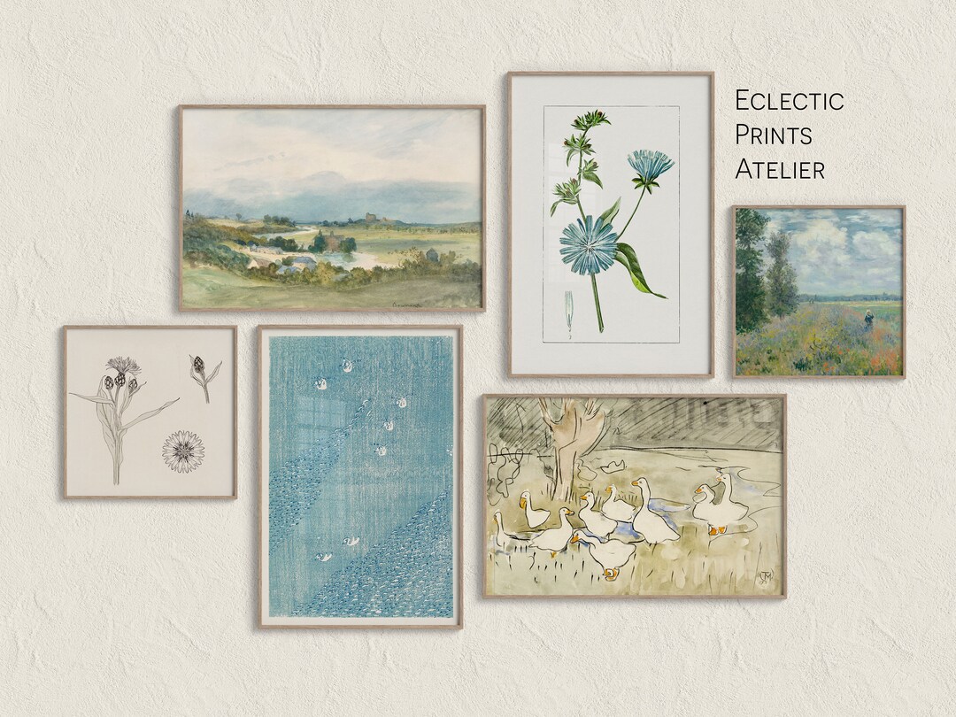 Pastel Gallery Set of 6, Vintage Gallery Prints, Botanical Prints ...