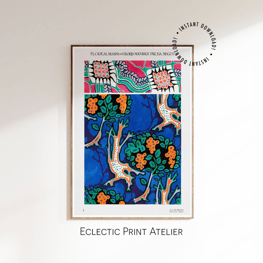 Abstract Floral Print, Art Deco & Art Nouveau Print, Pattern of Floréal ...