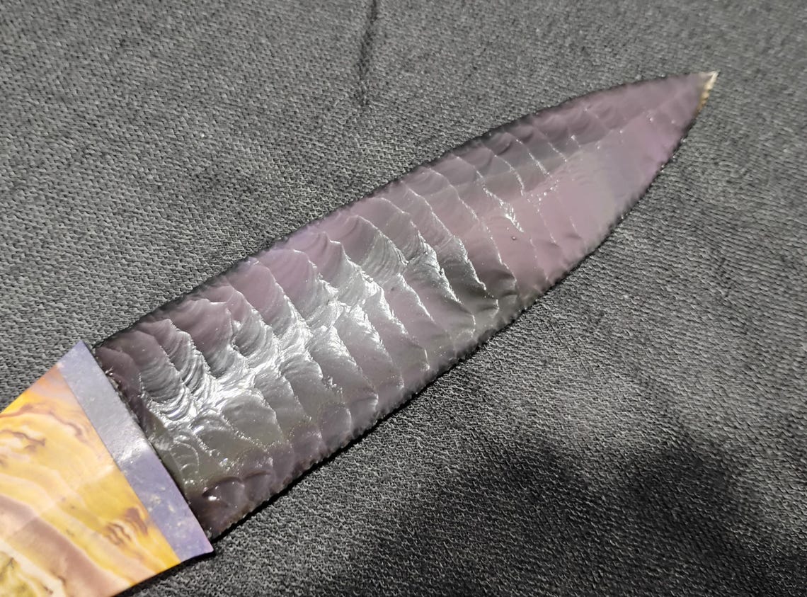 Obsidian Knife All Natural Stone Knife With Rare Electric Purple ...