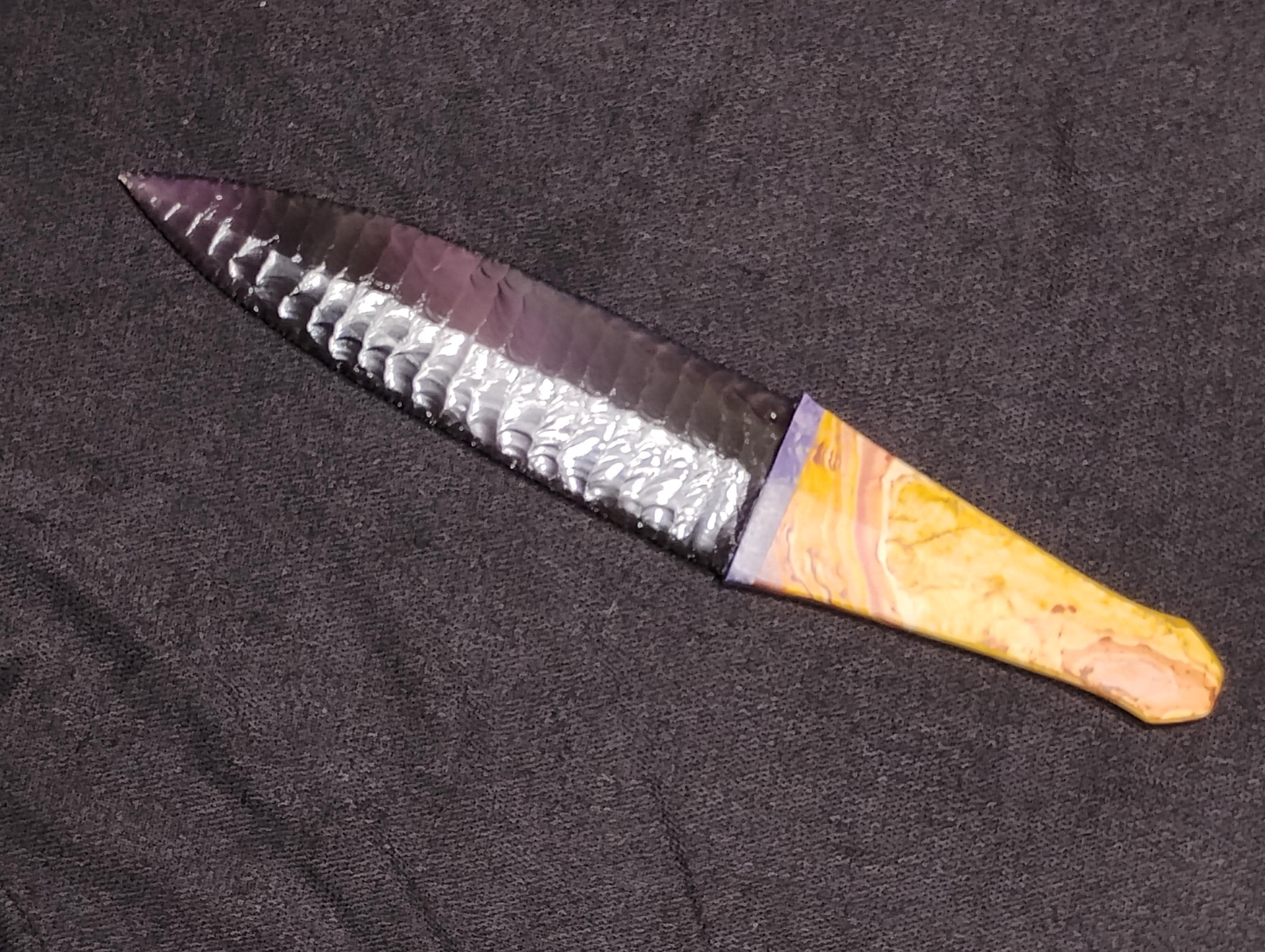 Obsidian Knife All Natural Stone Knife With Rare Electric Purple ...