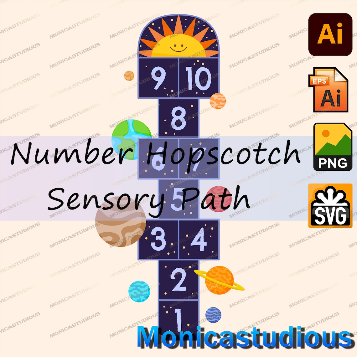 Editable Hopscotch Sensory Path Svg/ Png/ai/eps/hopscotch Game, Brain ...