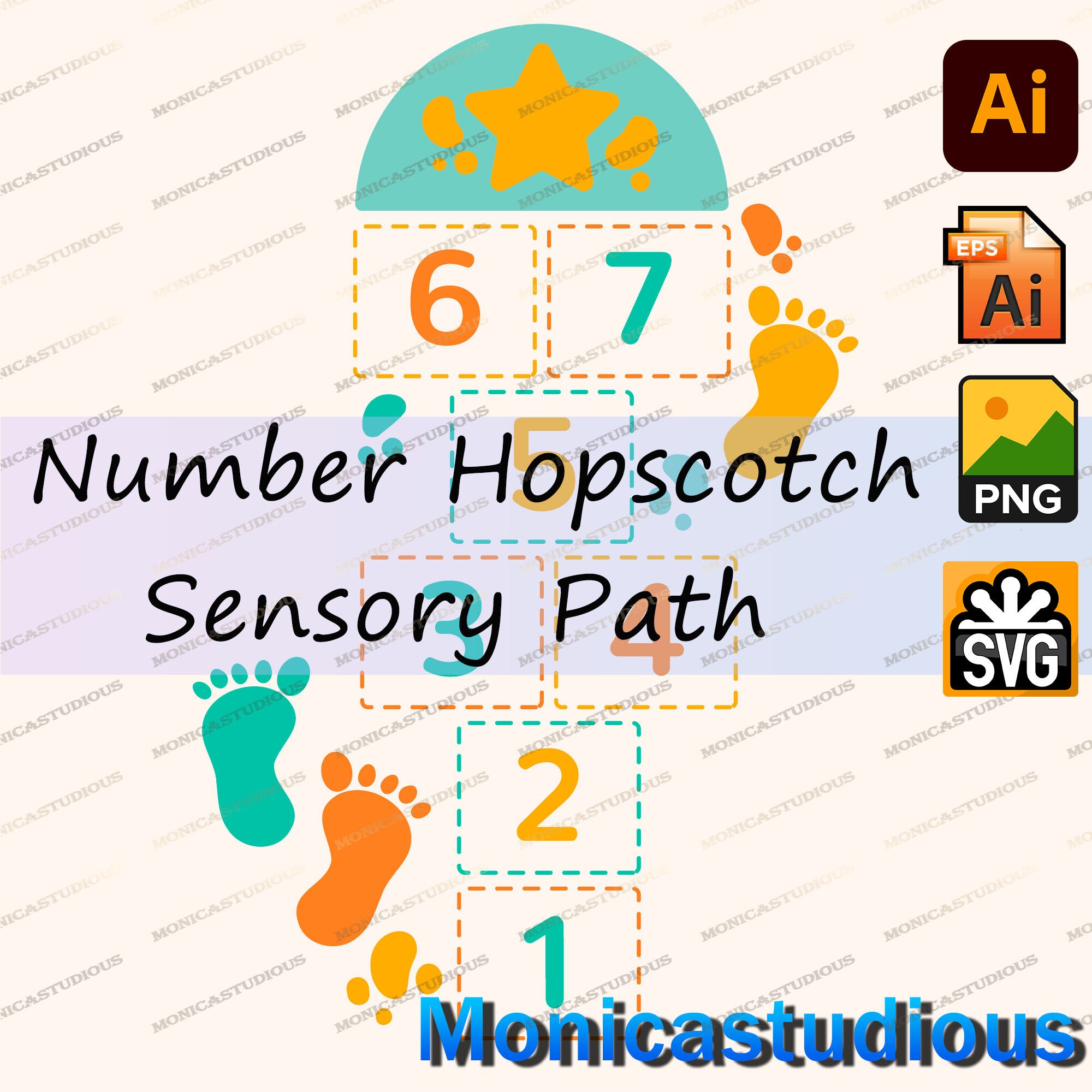 Editable Hopscotch Sensory Path Svg/ Png/ai/eps/hopscotch Game, Brain ...