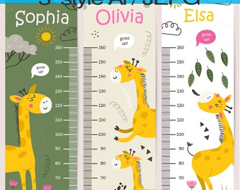 Kid Height Chart 3 Pattern Bundles Ai /growth Chart Design for | Etsy