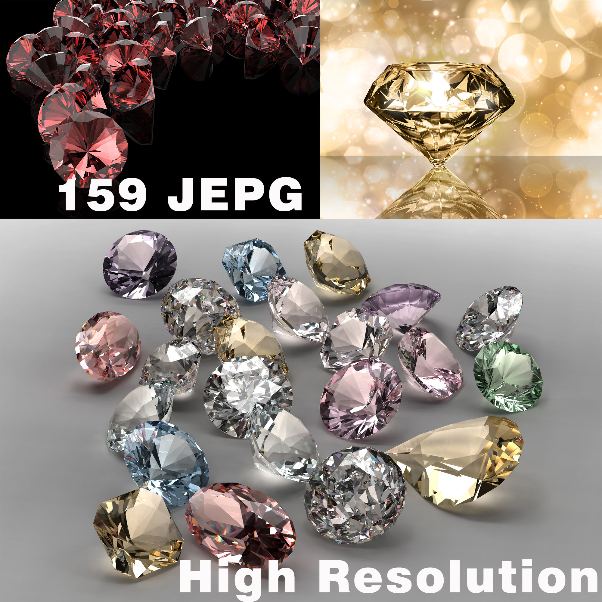 High Resolustion Diamonds Overlays PNG Files Realistic Gems Diamonds ...