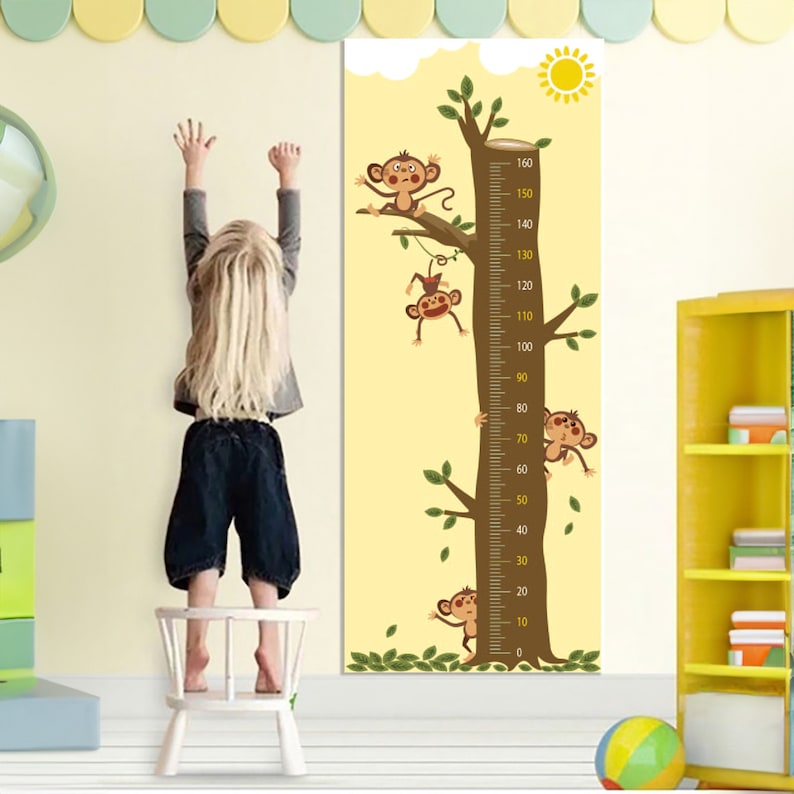 Kids Growth Chart & Eye Test Chart: Monkey Theme (digital Download) - Etsy