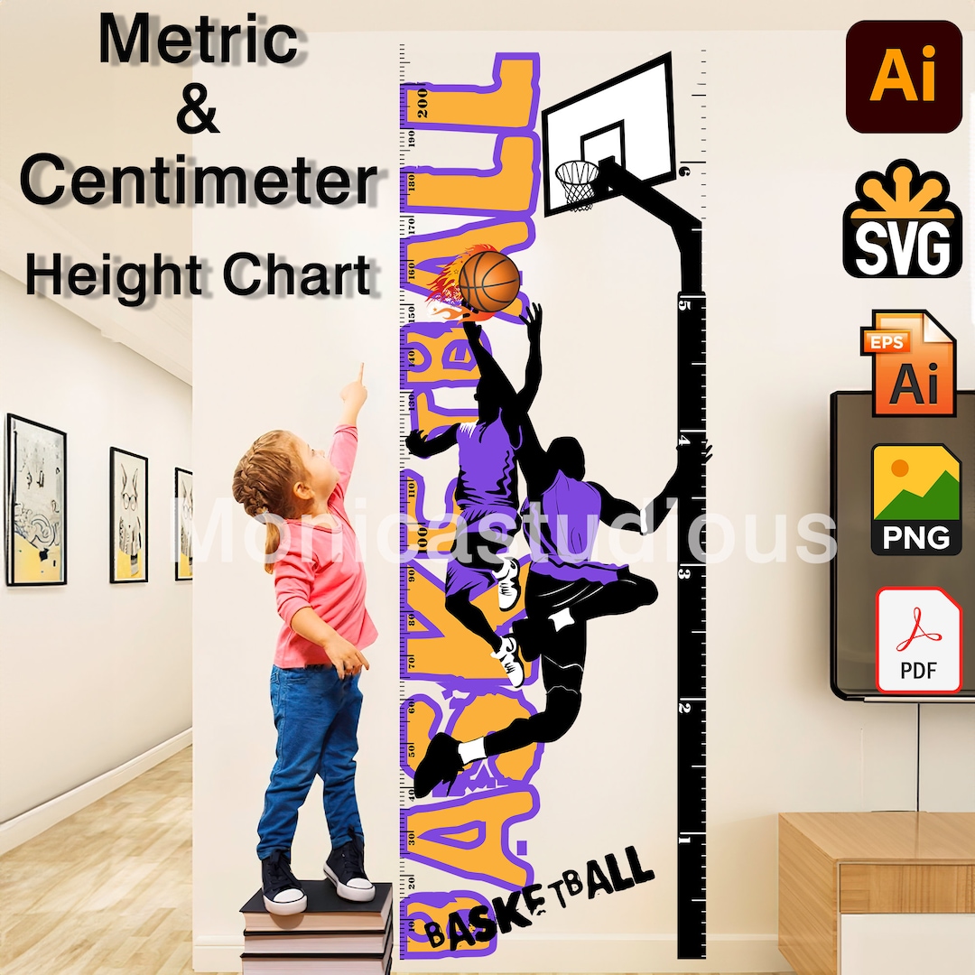 Basketball Height Chart: Kid's Growth Ruler (digital Download) - Etsy