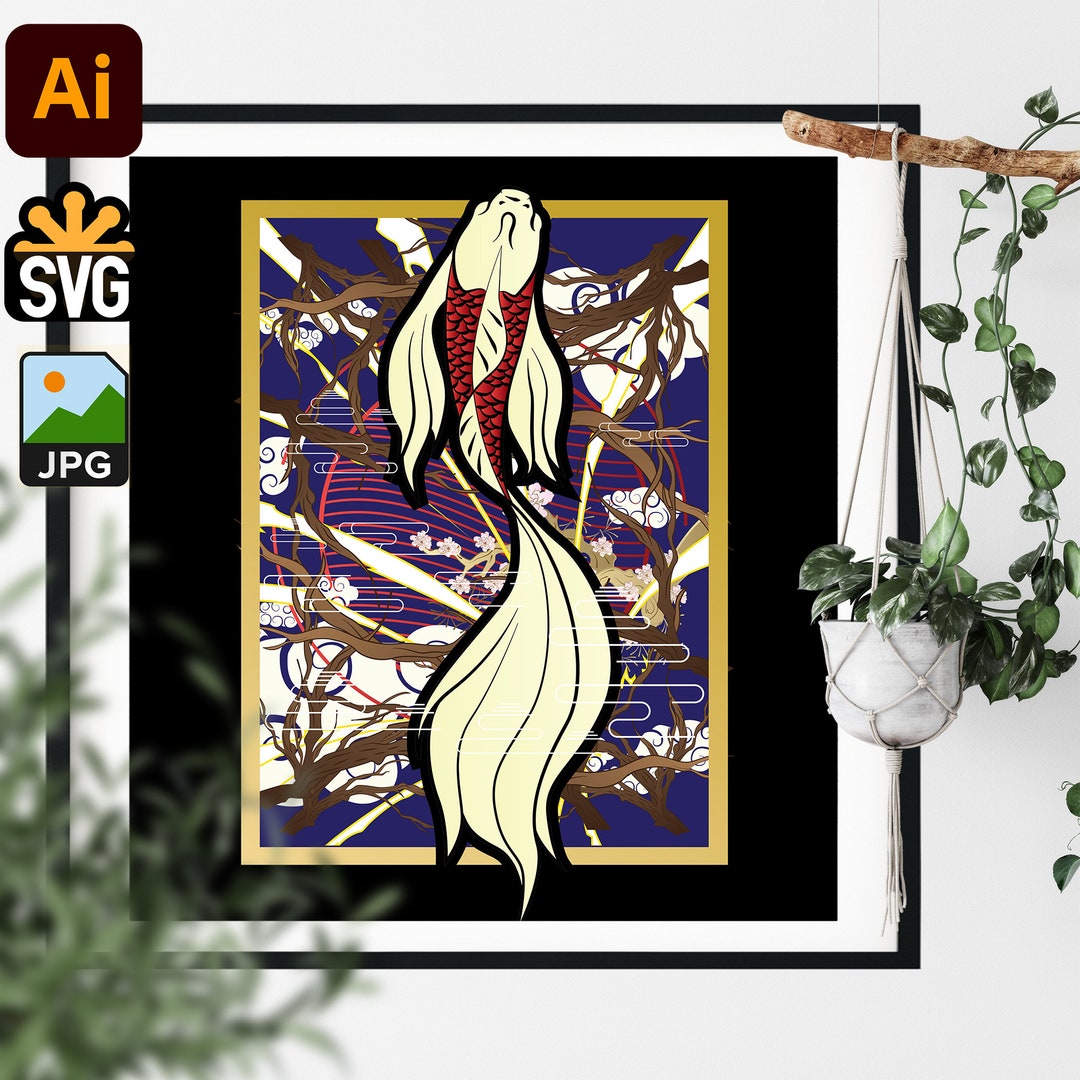 Koi Fish Art Print: Japanese Comic Style Illustration (digital Download ...
